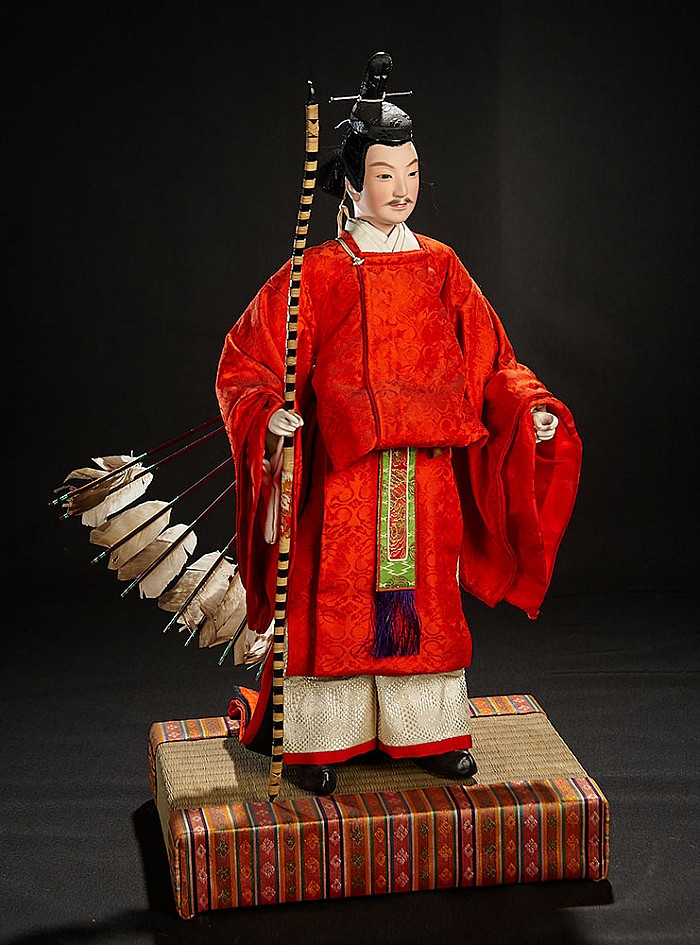 Japanese Ningyo as Imperial Guard in Vibrant Costume with Original ...