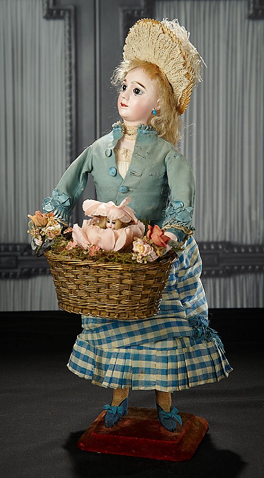 French Musical Automaton "Lady with Surprise in a Basket of Roses" by ...