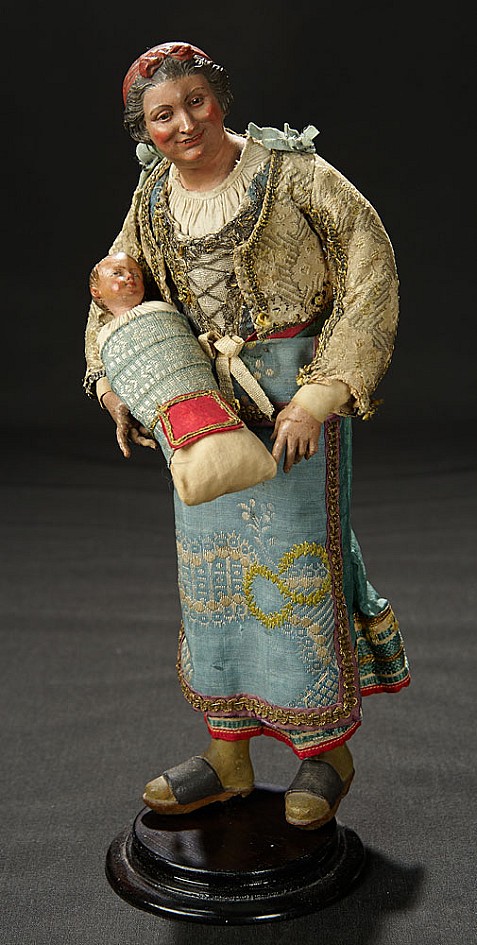 Neapolitan Red Snood Lady with Taufling Baby