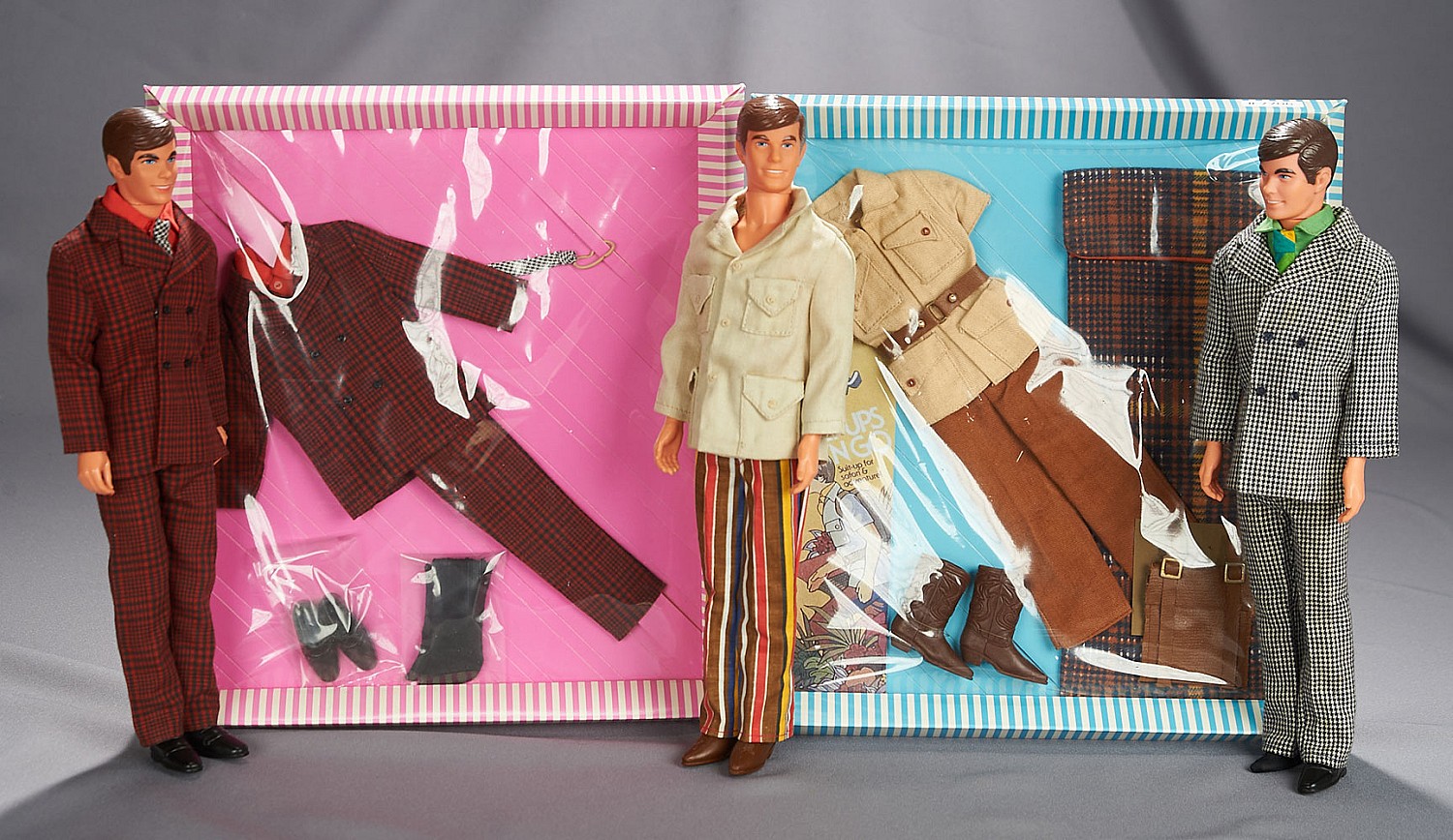 Three Bendable Leg Ken Dolls in Original Costumes, with Two Additional ...