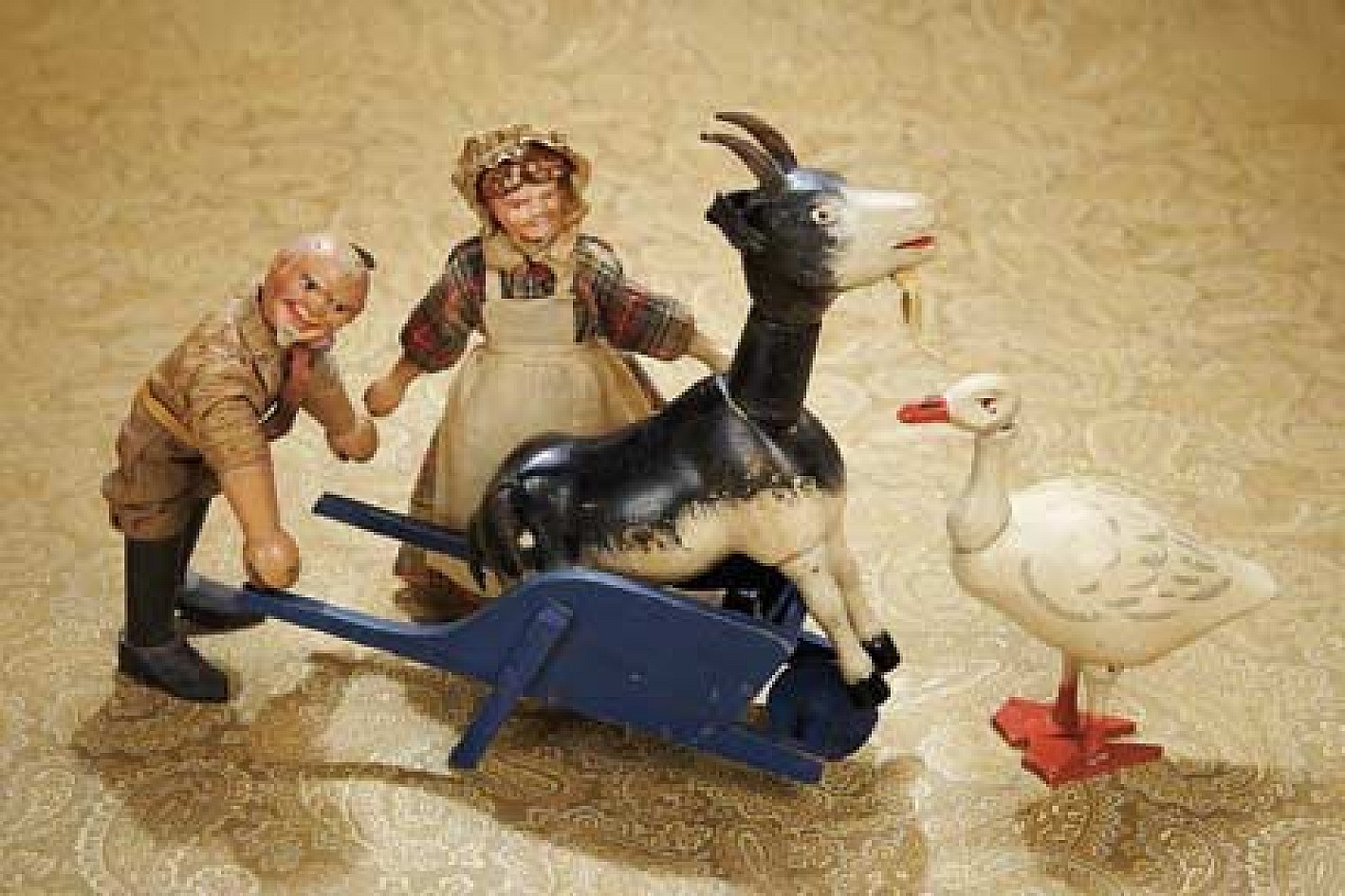 American Wooden Farmyard Dolls and Animals by Schoenhut