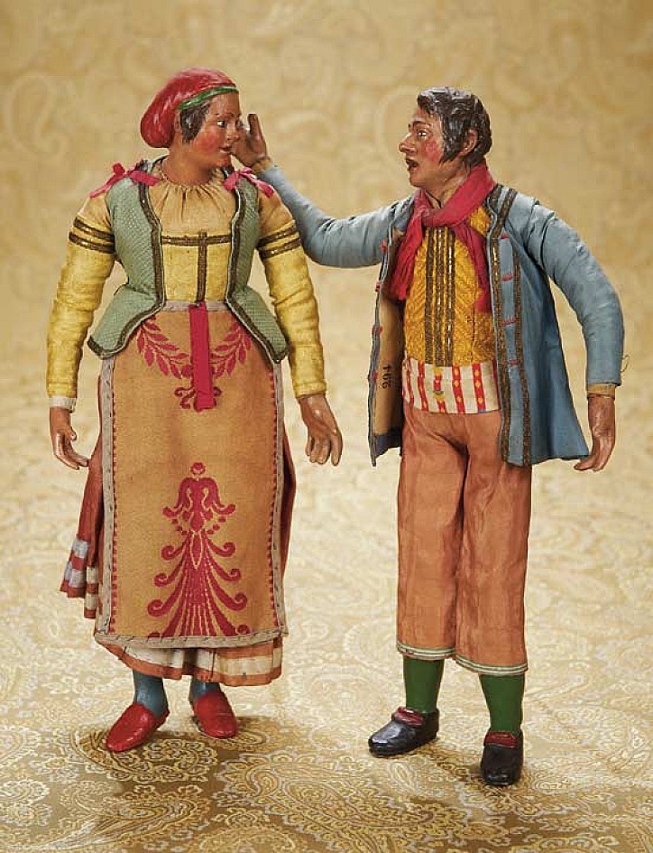 Neopolitan Man and Woman in Original Silk Costumes