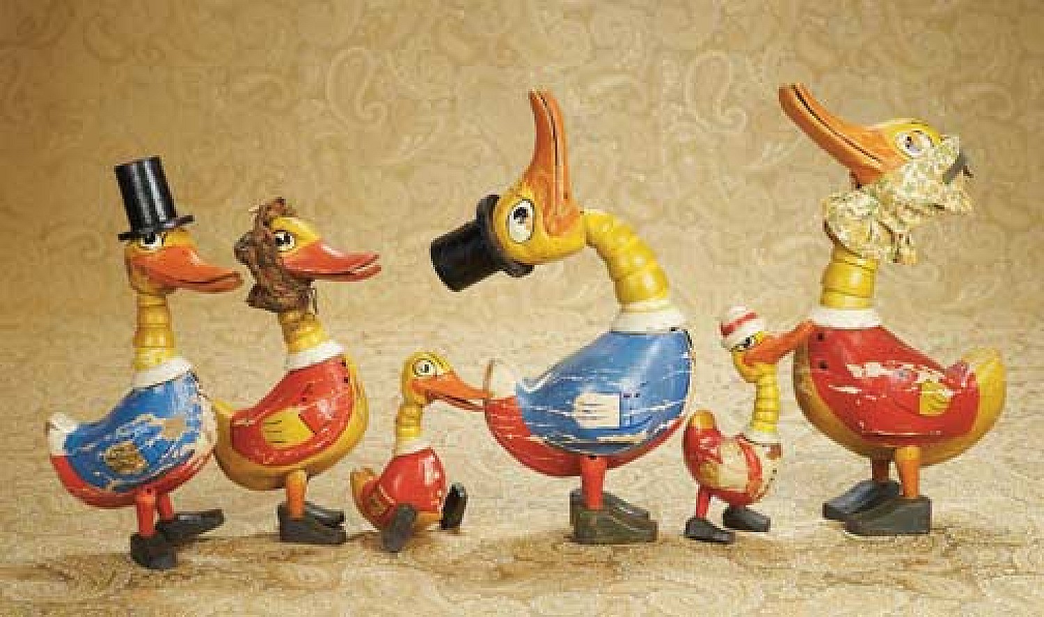 Six American Wooden "Quacky Doodles" Family by Schoenhut