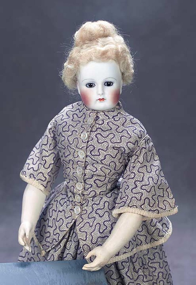 Lovely Pale-Complexioned French Bisque Poupee by Leontine Rohmer,Original Shop Label