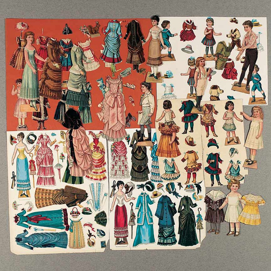 German, Large Collection of Cut and Uncut Paper Dolls