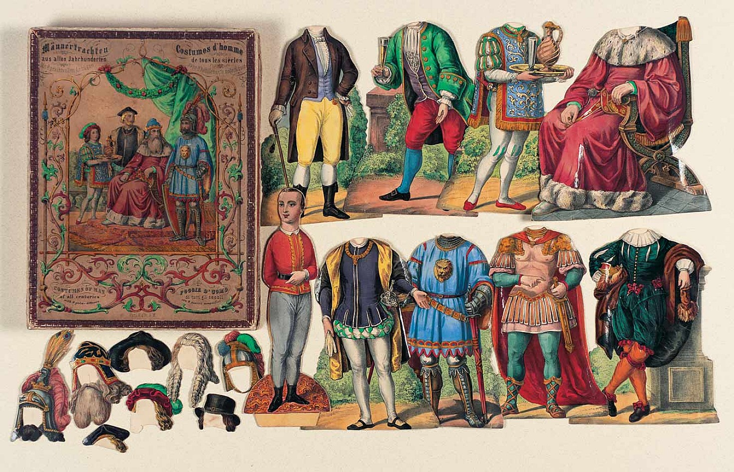Boxed German Paper Doll Set, "Costumes of Man of All Centuries"