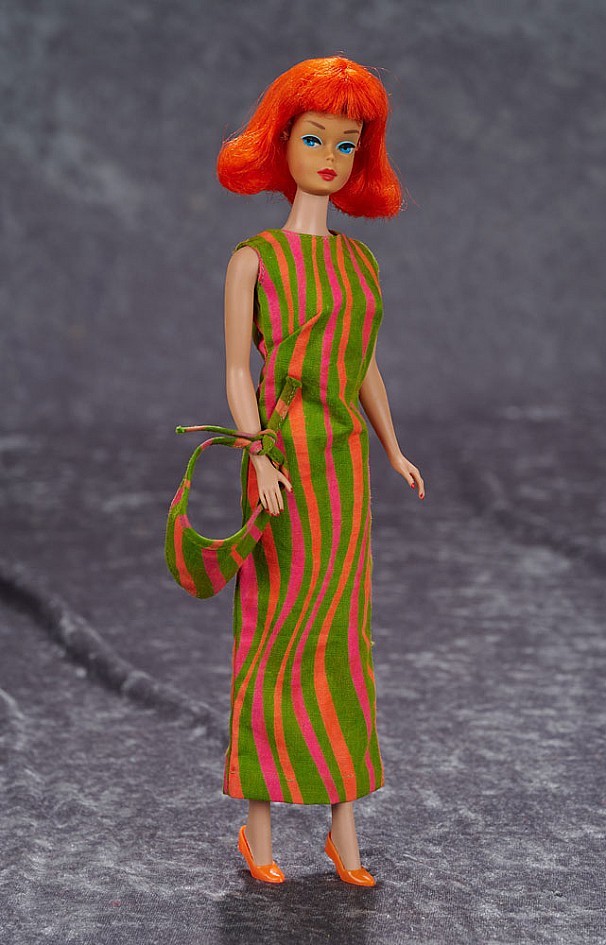1966 Color Magic Barbie doll in wig wearing "Stripes Away" fashion