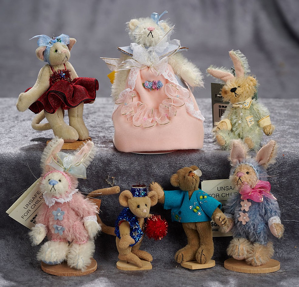 2"-4" Collection of miniature bears, mice and bunnies by Deb Canham