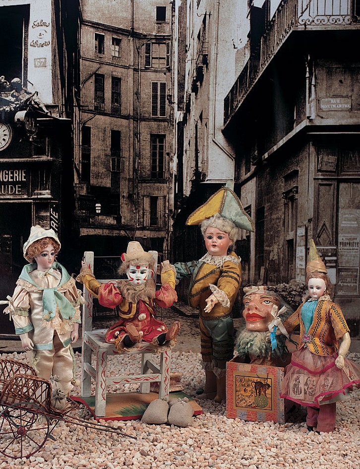 French Bisque Tumbling Clown with Bellows Mechanism