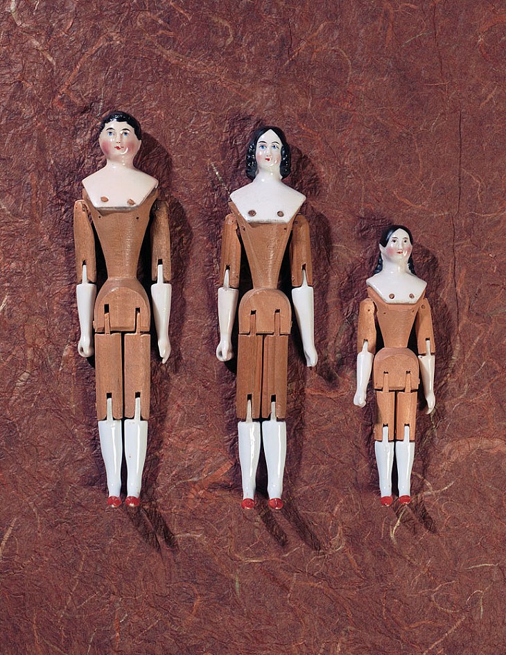 Porcelain Doll with Wooden Articulated Body
