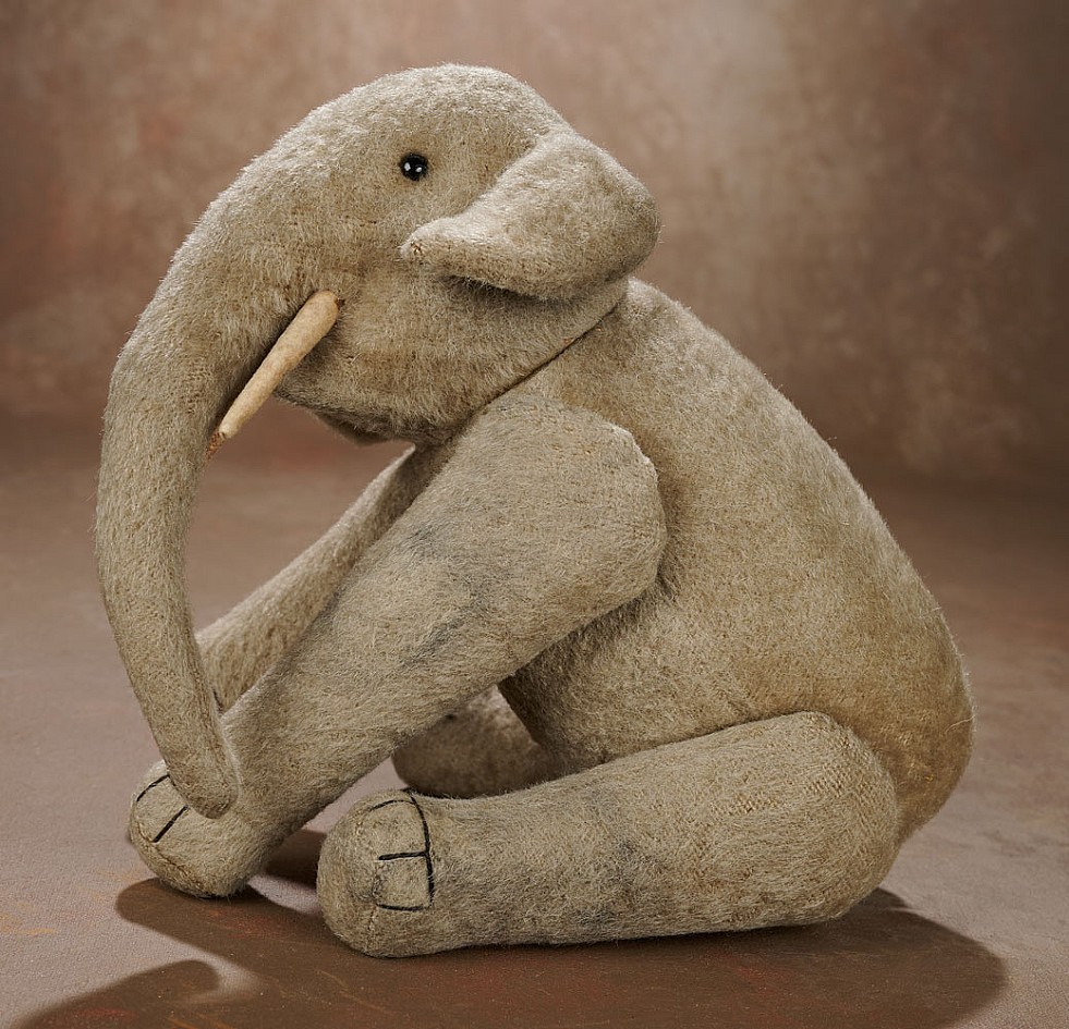 German Brushed Wool Elephant with Jointed Limbs by Steiff