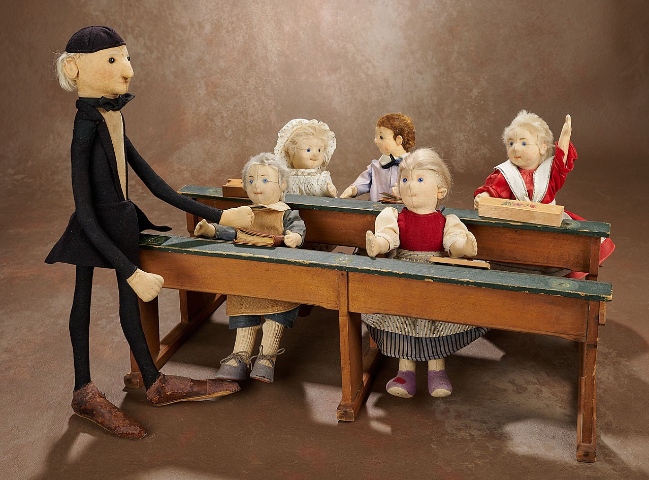 Rare German Vignette "Professor and the School Room" by Steiff with ...