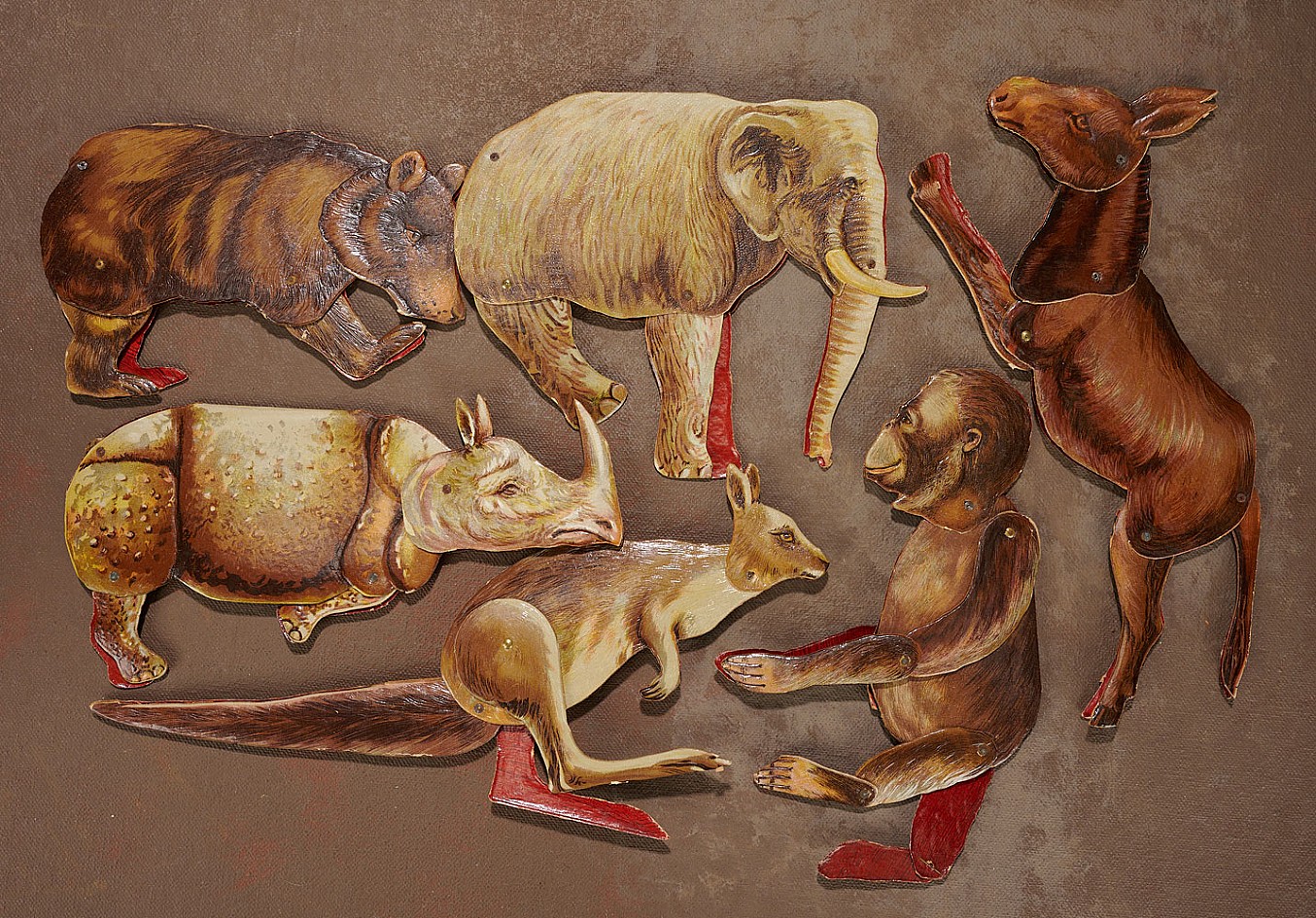 English "Movable Animals" Paper Toys in Spears in Original Box