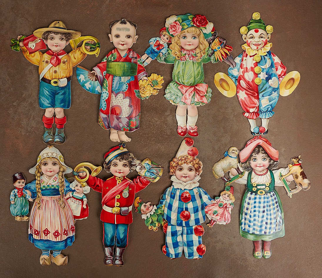 English "Mechanical Dollies" Paper Dolls by Raphael Tuck in Original Box