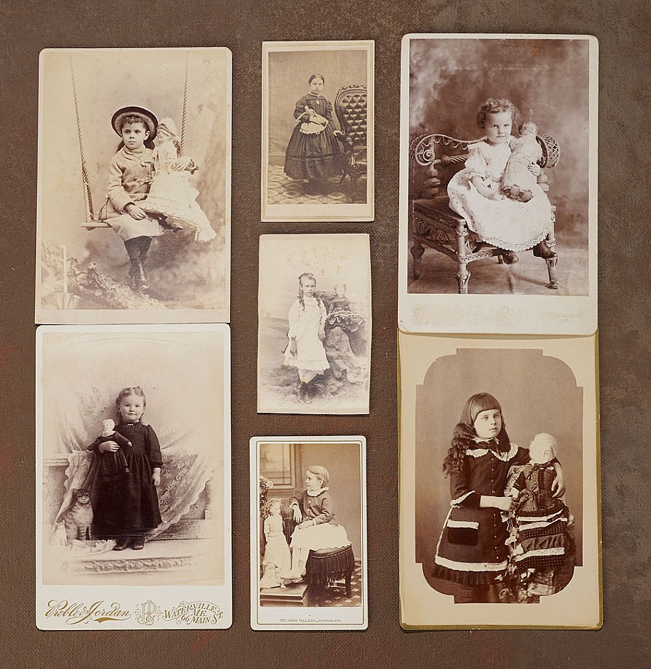 Collection of Antique Photographs of Children with Dolls