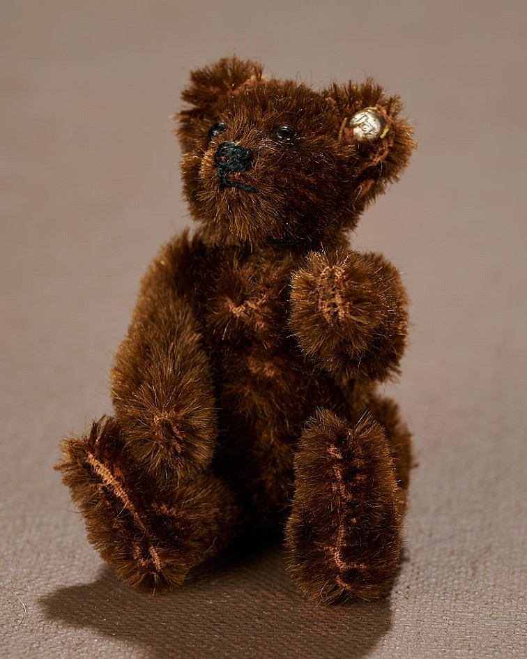 German Brown Mohair Miniature Teddy and Teddy Pin