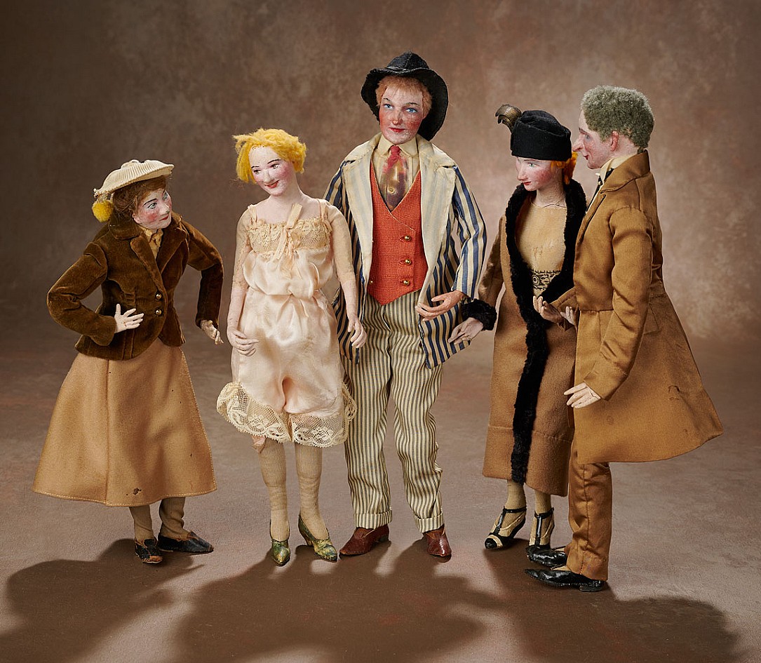 Five American Studio Dolls of 1920s Fashionable Men and Women by ...