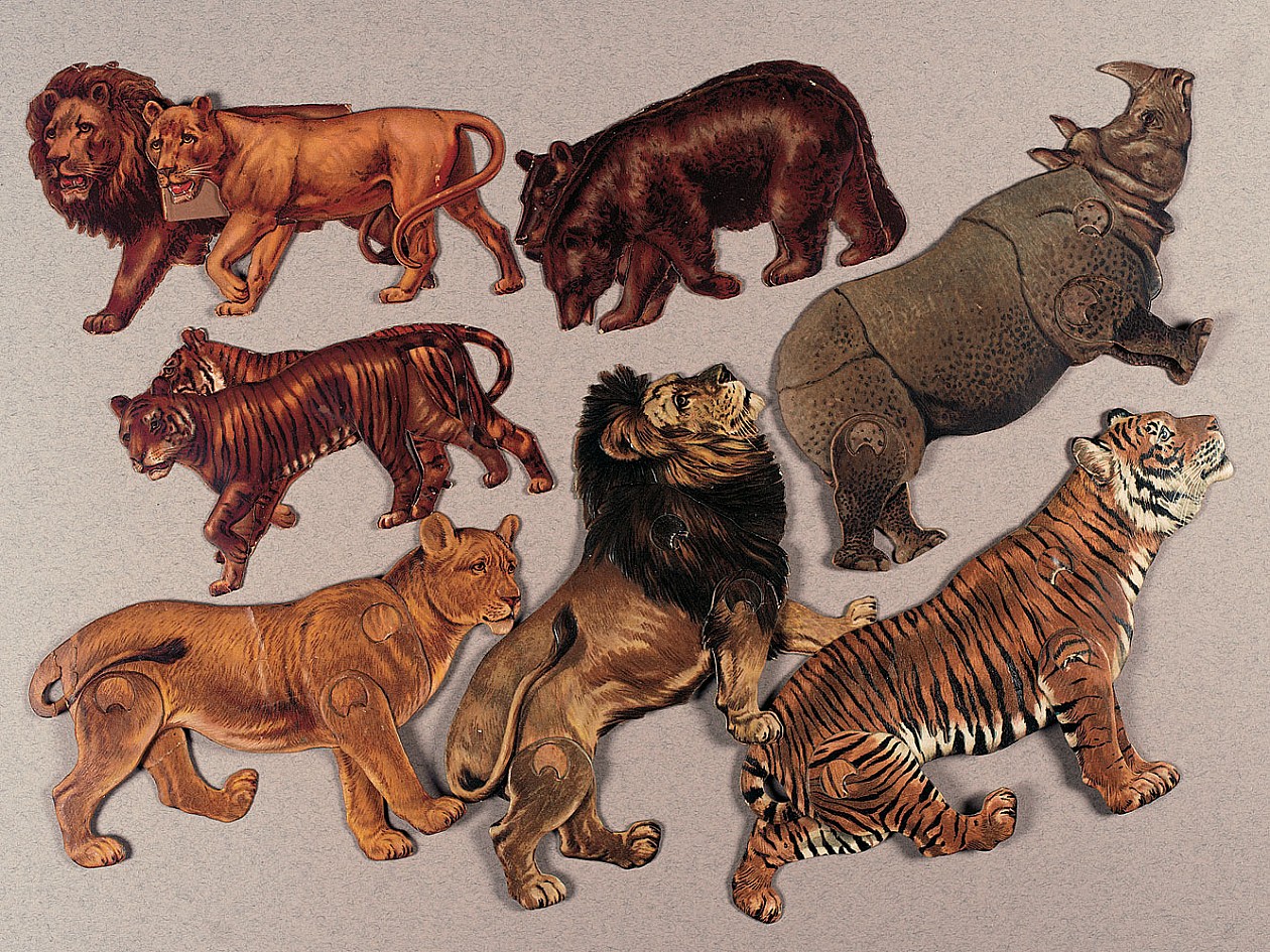 English, Six Articulated Paper Animals by Raphael Tuck