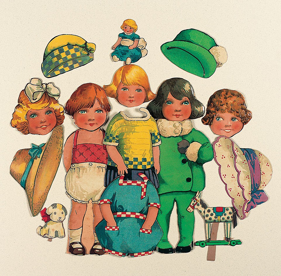 English Boxed Paper Dolls "Dolly with Interchangeable Heads" by Spears