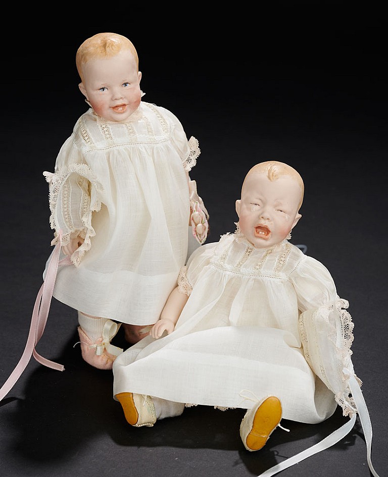 Pair, American Artist Dolls Depicting Crying and Laughing Children by ...