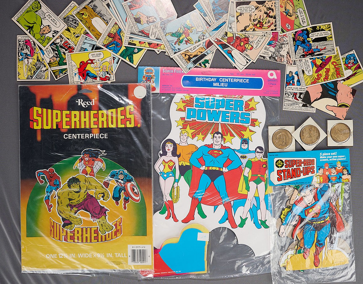 Superhero Playing Cards, Coins, and Birthday Centerpieces