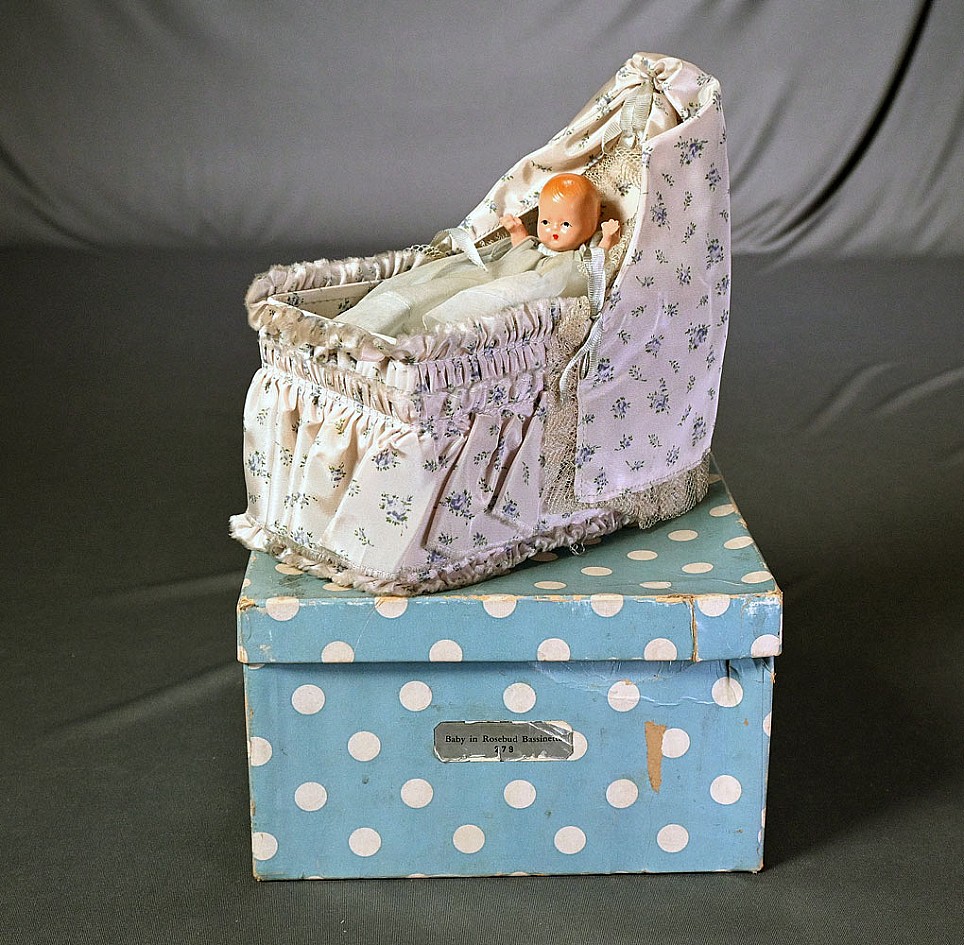 3" Bisque Baby "Baby in Rosebud Bassinette" No. 279 from Hush-a-Bye ...