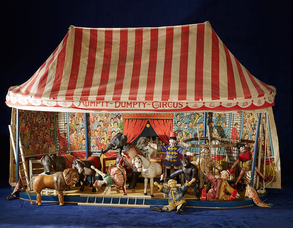American Humpty Dumpty Circus Tent with Animals and Performers by Schoenhut