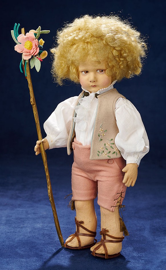 Italian Felt Character Boy with Shepherd's Crook, Series 300, by Lenci