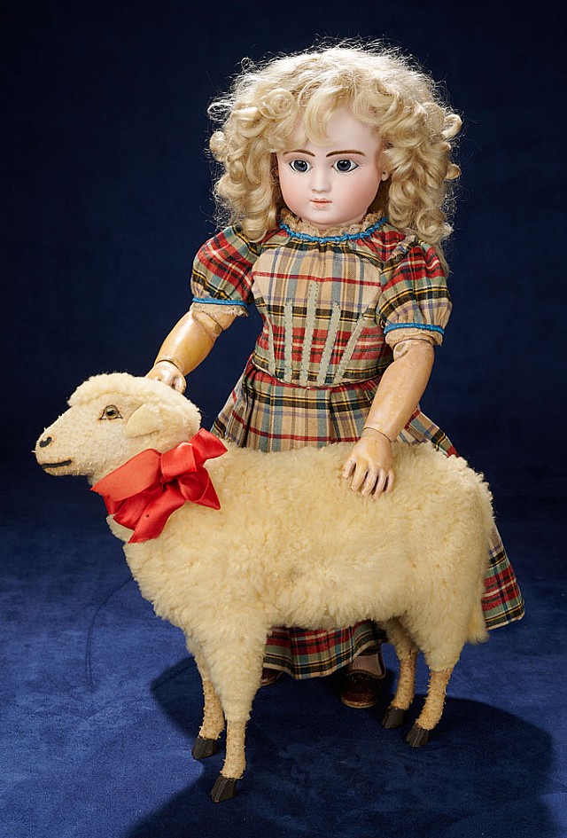 German Paper Mache Fleecy Lamb as Candy Container