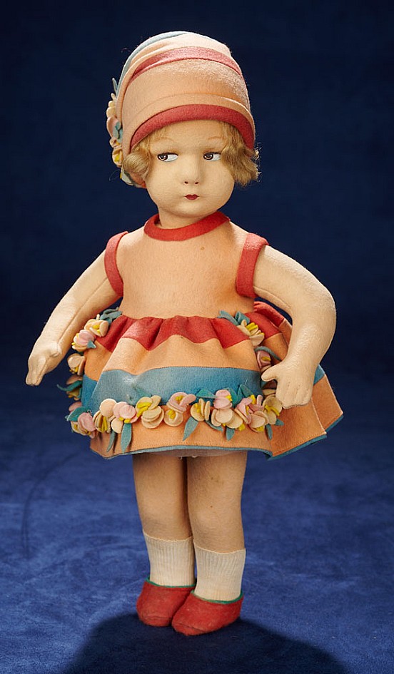 talian Felt Doll by Alma in Fashionable Costume