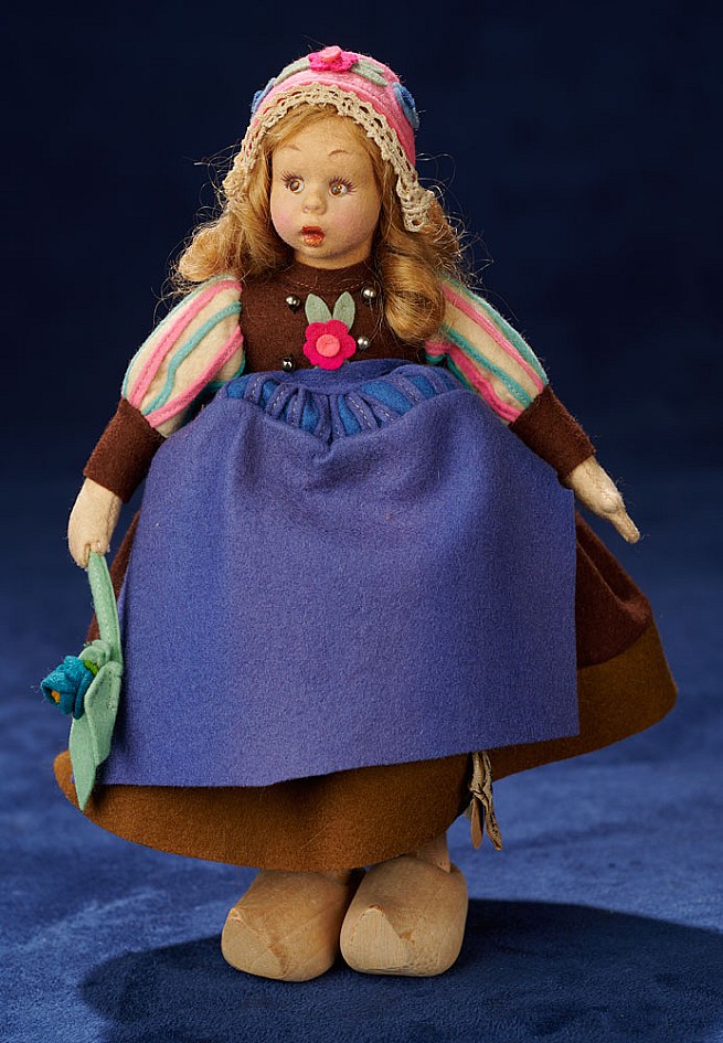 Italian Felt Miniature Doll by Lenci in Dutch Costume