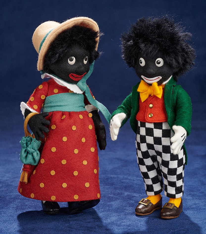 Felt Artist Dolls Golliwog and Miss Golli by R. John Wright