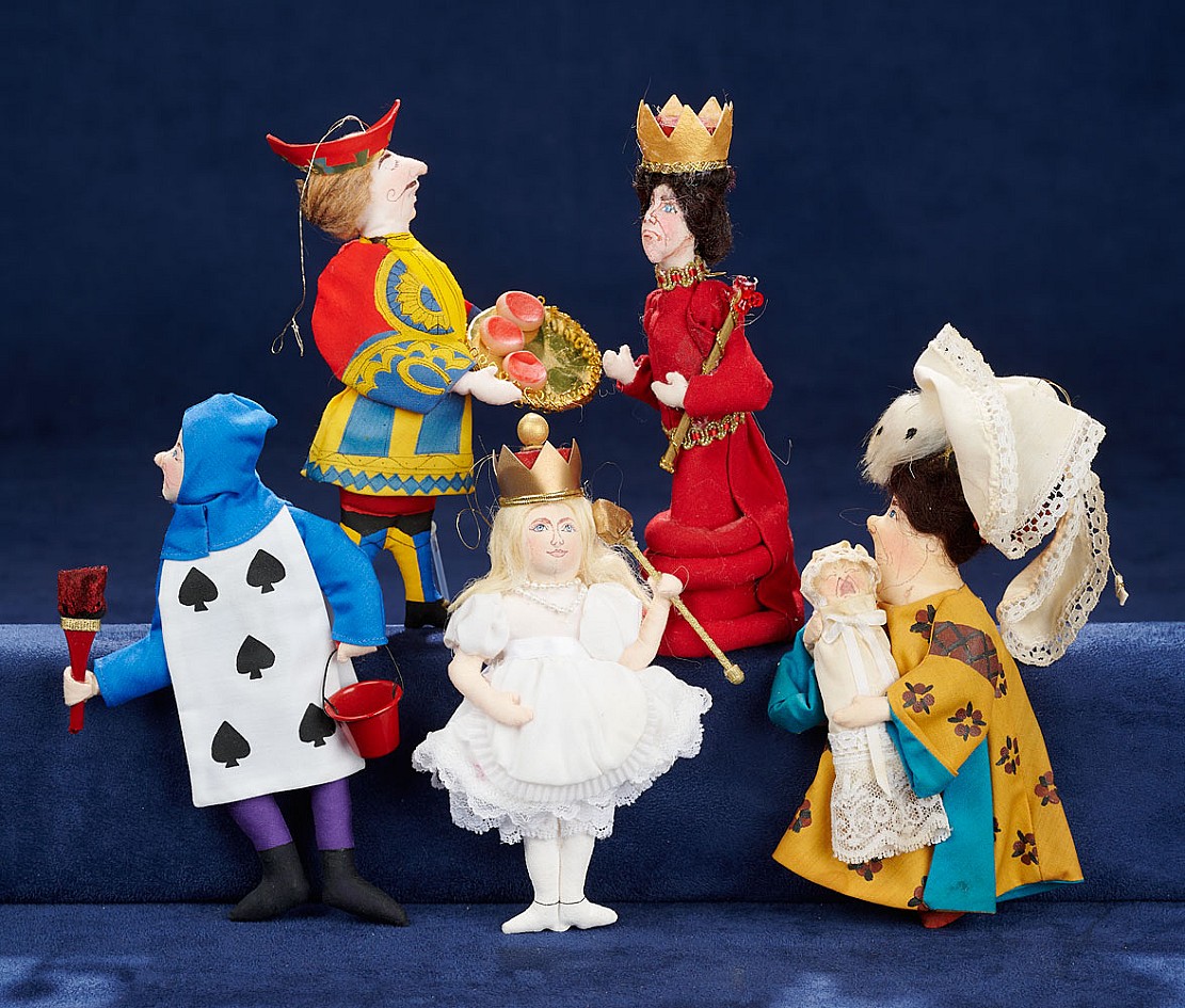 Five Miniature Cloth Dolls of Storybook Figures by Gladys Boalt