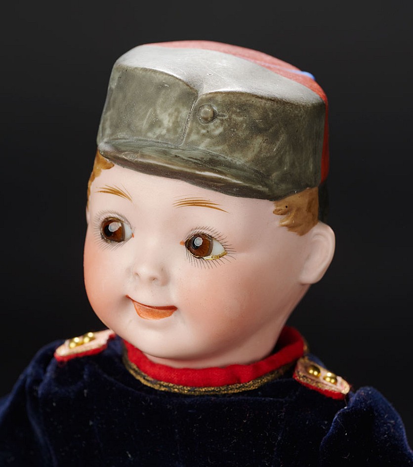 German Bisque Two-Faced Helmet Googly by Max Handwerck