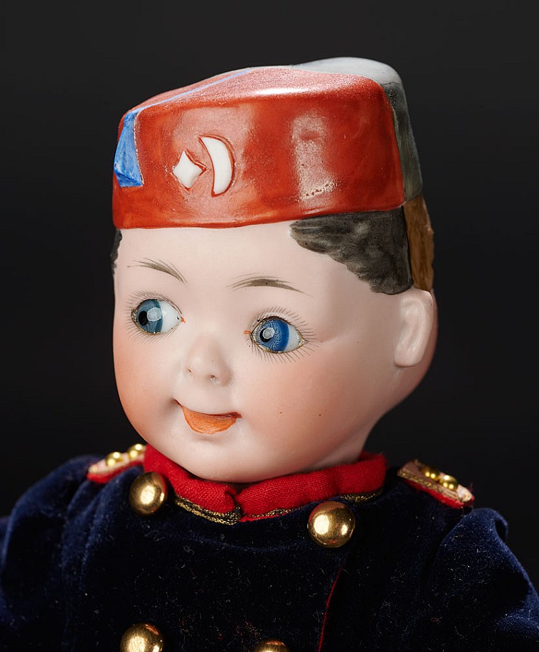 German Bisque Two-Faced Helmet Googly by Max Handwerck