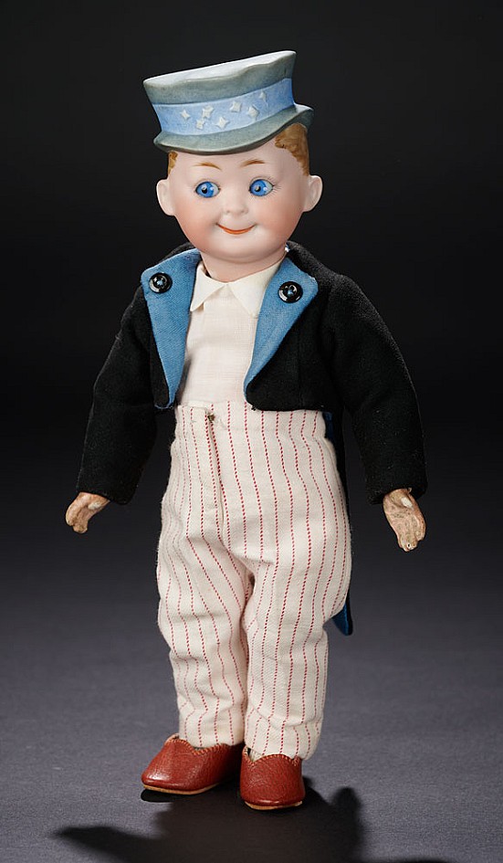 German Bisque Helmet Googly as Uncle Sam by Handwerck