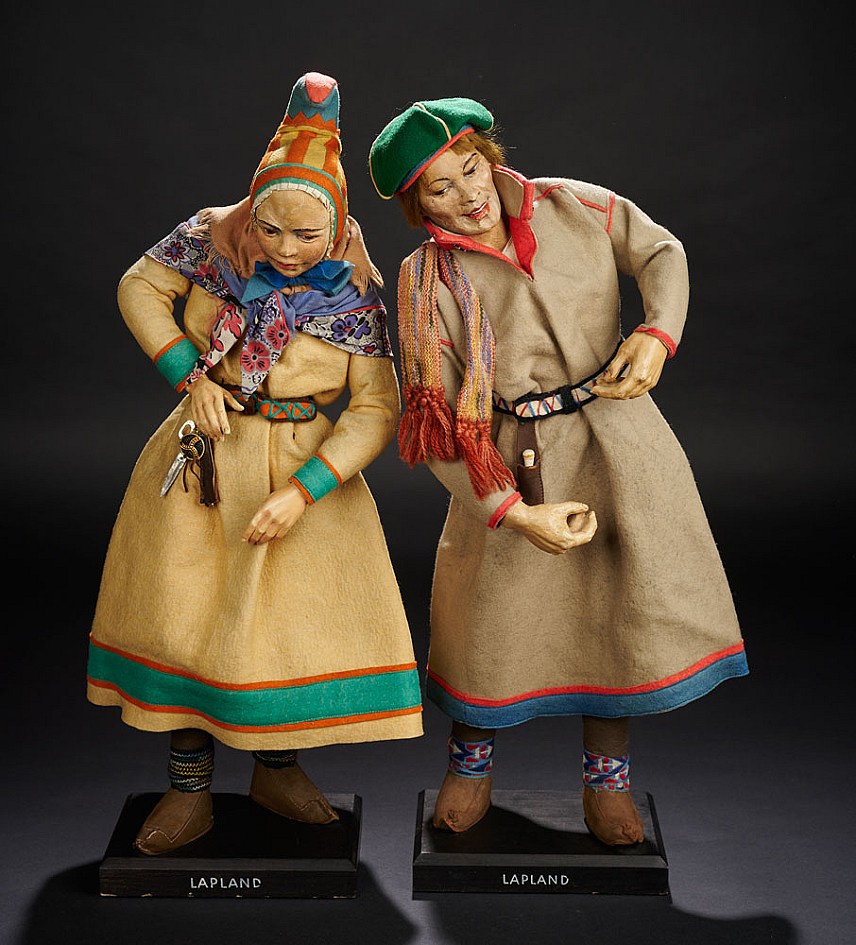 Pair, Art Dolls in Traditional Lapland Costumes by Lilli Baitz