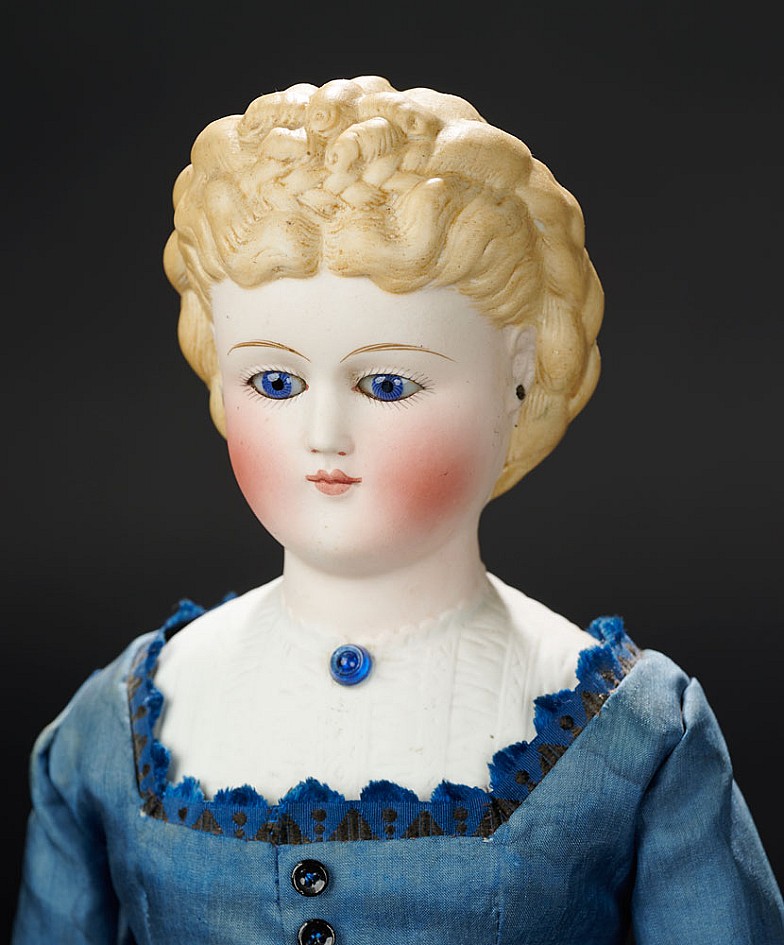 German Bisque Glass-Eyed Lady with Sculpted Bodice