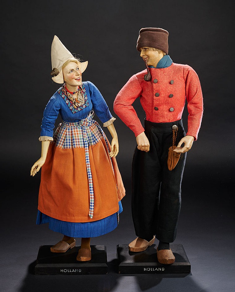Pair, Art Dolls in Traditional Dutch Costumes by Lilli Baitz