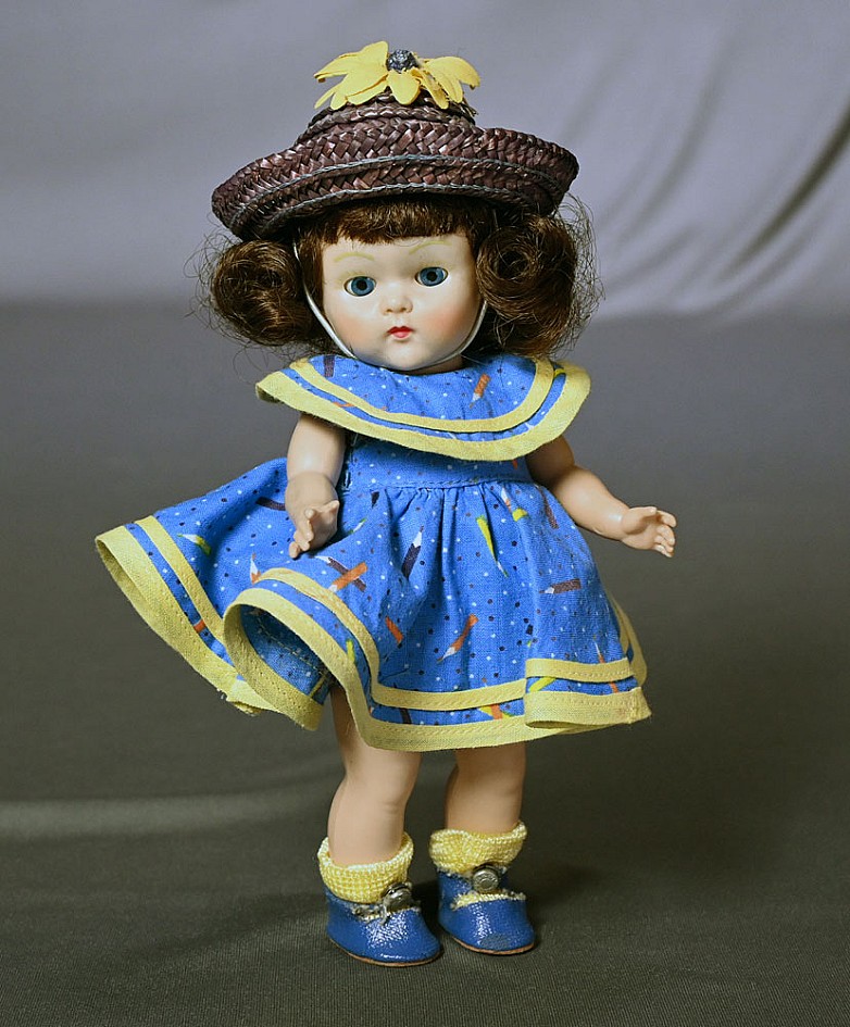 8" Brunette Painted Eye Ginny Doll as "School" from Talon Zipper Series ...