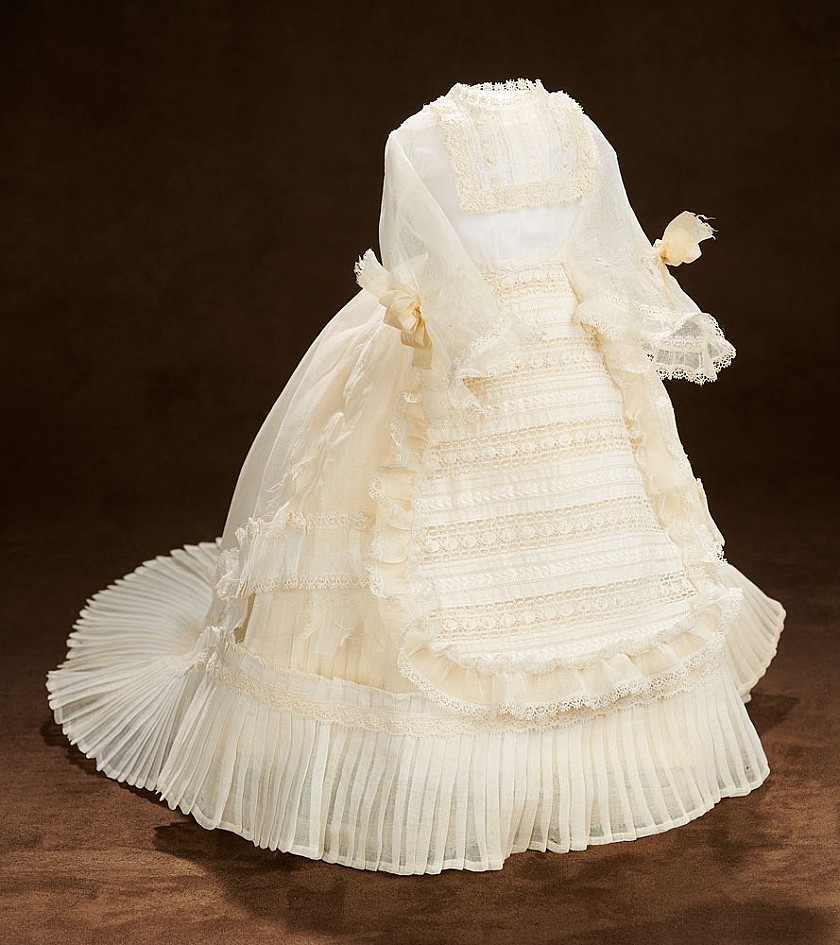 French Sheer Muslin Gown with Pagoda Sleeves