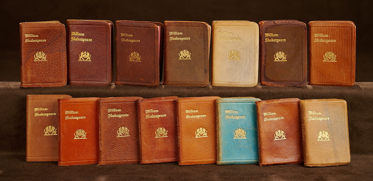 Collection of Fourteen Miniature Leather Books of Shakespeare