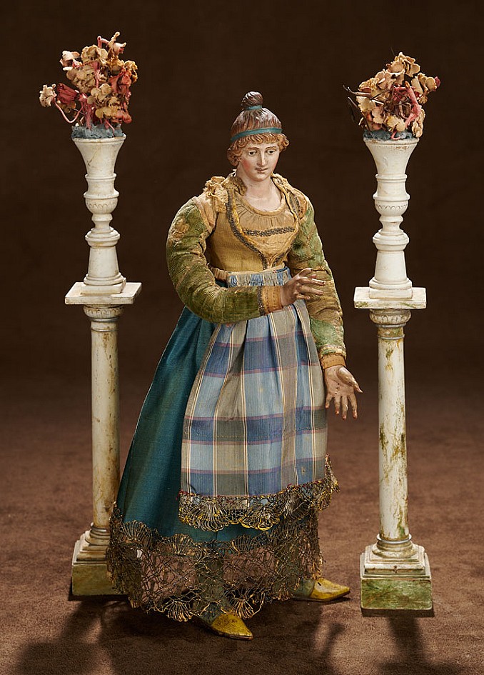 Neapolitan Woman with Blue Ribbon Trimmed Topknot