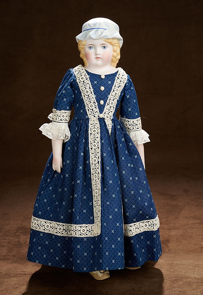 German Bisque Doll with Sculpted Blue Charlotte Cap, Model 988 by Alt ...