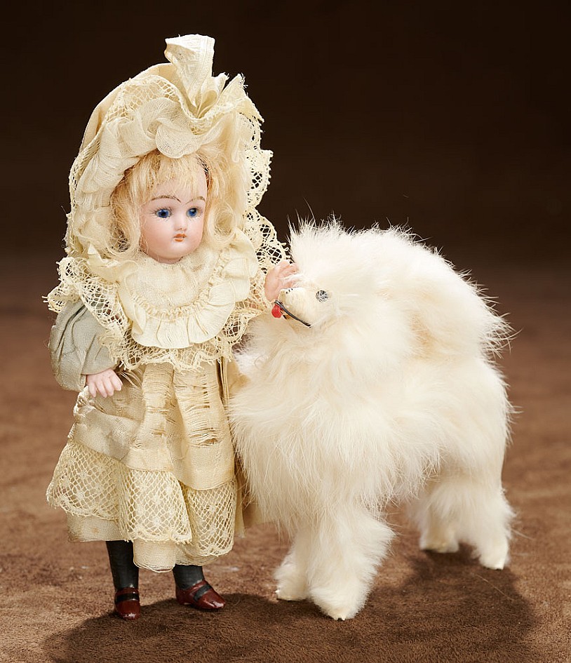 All-Original German All-Bisque, Model 890 by Simon and Halbig with Salon Dog