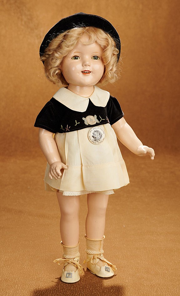20" Early Composition Shirley Temple Prototype Doll by Ideal in Floral ...