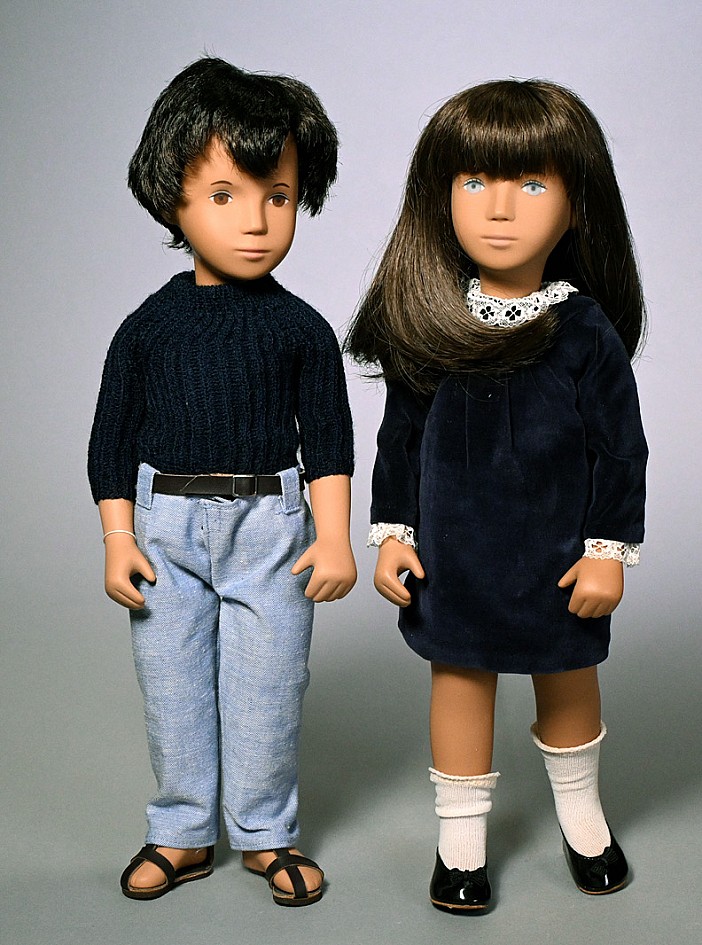 16" Two English Sasha Children by Gotz in Original Costumes