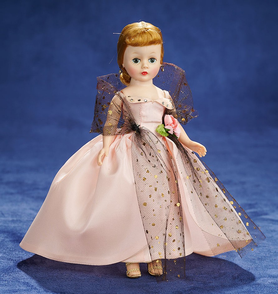 Cissette in Rare Pink Taffeta Gown with Rhinestone Accents