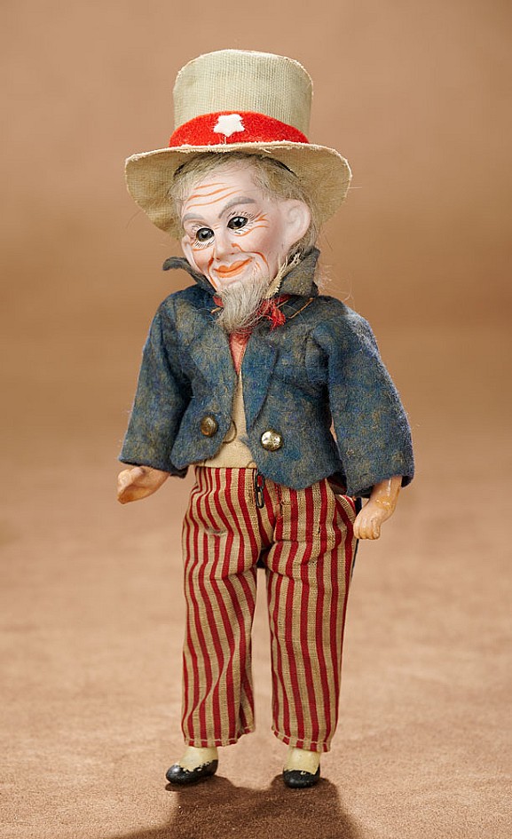 German Bisque Portrait of Uncle Sam by Dressel in Rare Tiny Size