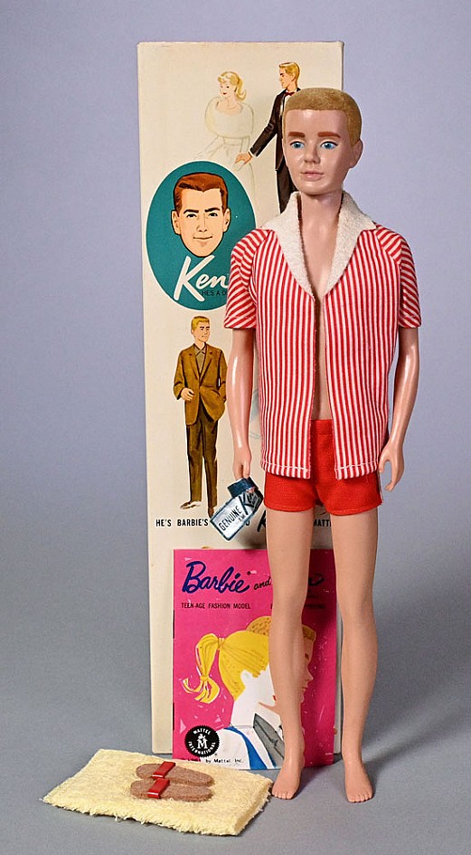 1961 Original Blonde Flocked Hair Ken Doll in Box